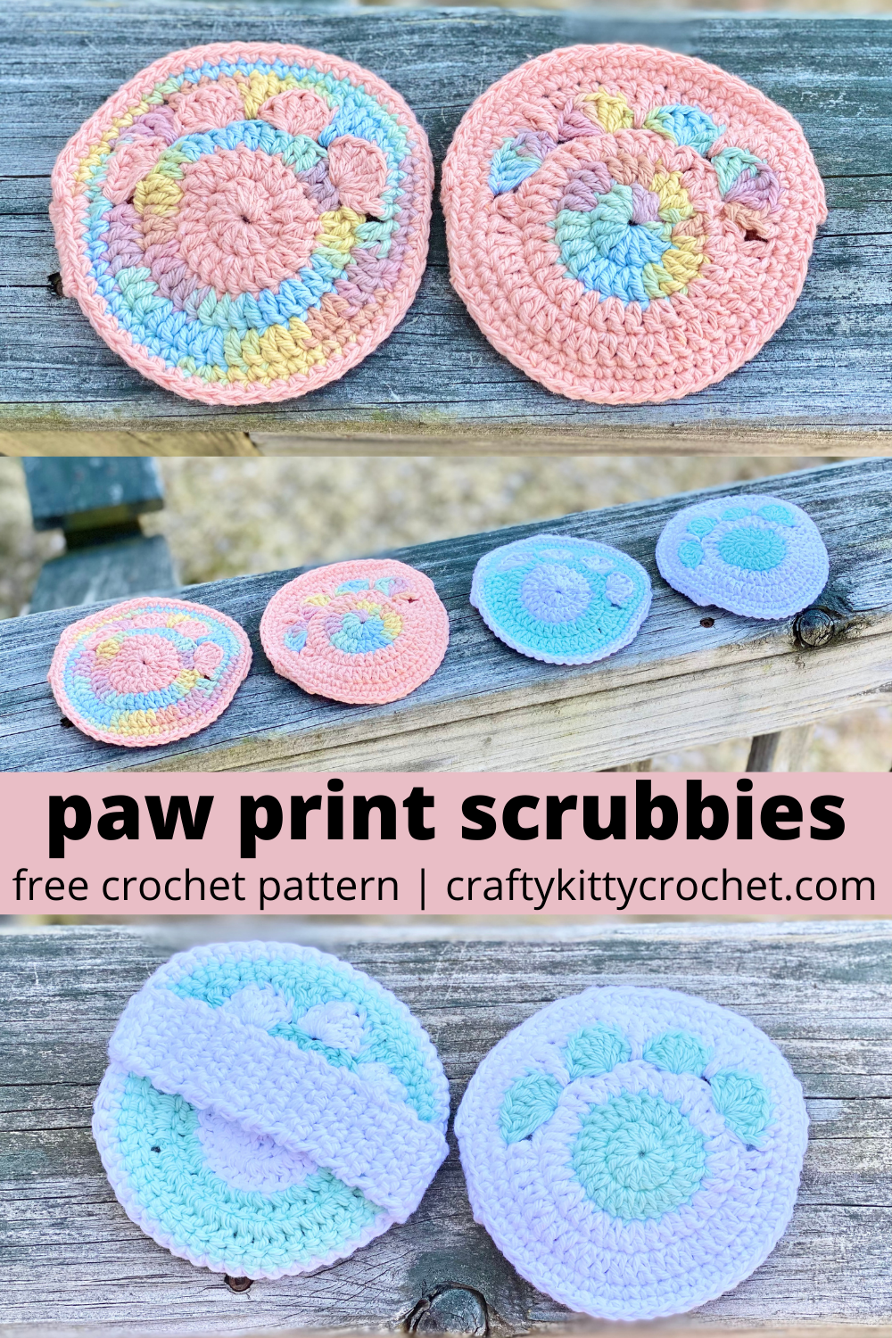 Paw Print Scrubbies - Crochet Pattern ~ Crafty Kitty Crochet
