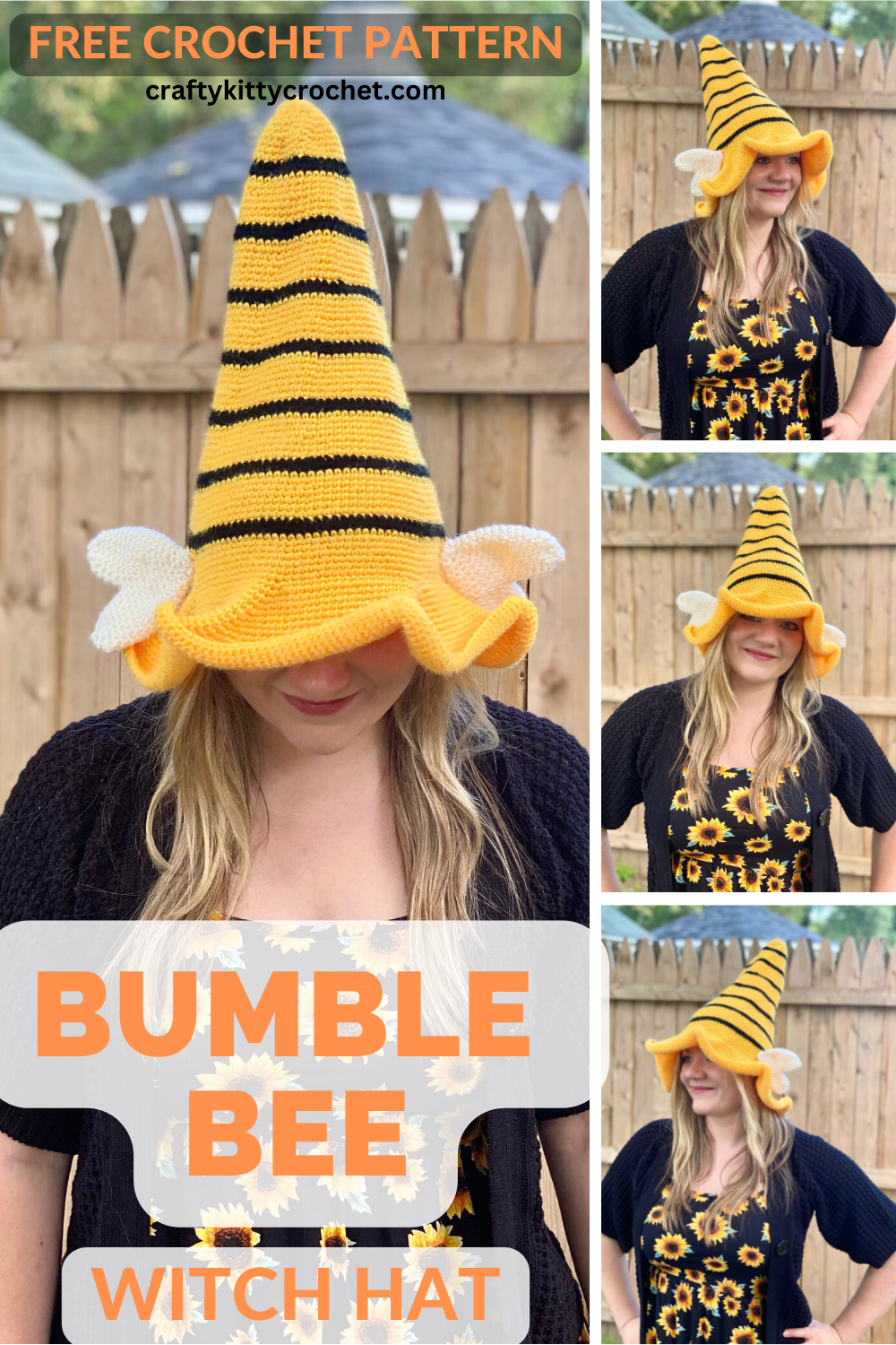 Bumble Bee Witch Hat - Crochet Pattern ~ Crafty Kitty Crochet