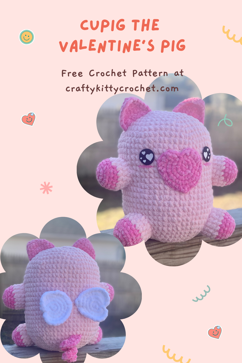 Cupig the Valentine's Pig - Amigurumi Crochet Pattern ~ Crafty Kitty ...
